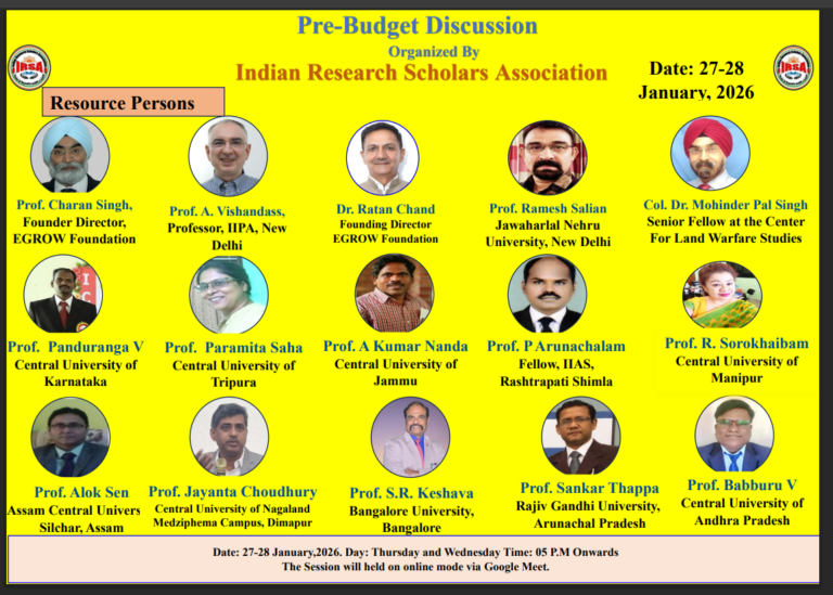 Pre-Budget Discussion on 27-28 January 2026 – Indian Research Scholars ...